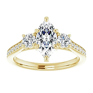 925 Silver, 10K/14K/18K Solid Gold Moissanite Engagement Ring, 2.0 CT Marquise Cut Handmade Solitaire Ring, Diamond Wedding Ring for Women/Her Anniversary Ring, Birthday Gifts, VVS1 Colorless Rings