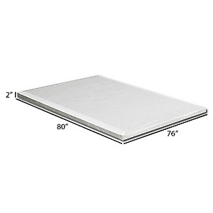 Benjara Amo 2 Inch King Size Bunkie Board Mattress Foundation with Slats, Foam, White