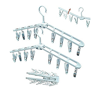 Fineget Collapsible Travel Shorts Skirt Shirt Socks Hangers with Clips Foldable Pants Clothes Plastic Suit Hangers Non Slip Closet Blue Organizer Retail Displays Blue 2 Pcs