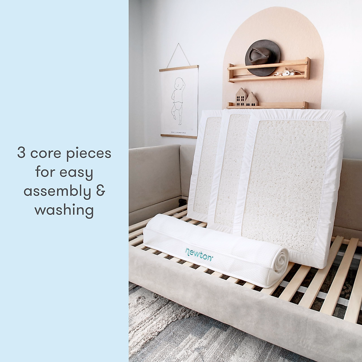 Newton Baby Kids' Twin Mattress - 100% Washable, Hypoallergenic, Breathable Wovenaire Core, GREENGUARD Gold Certified, Ideal Firmness and Comfort for Growing Kids, 38” x 75”