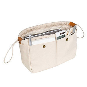 YONBEN Purse Organizer Insert, Easy Handbag organizer with Zipper, Inside Bag Divider & Tote Shaper Tote Bag in Bag Inside Purse Organizer (M)
