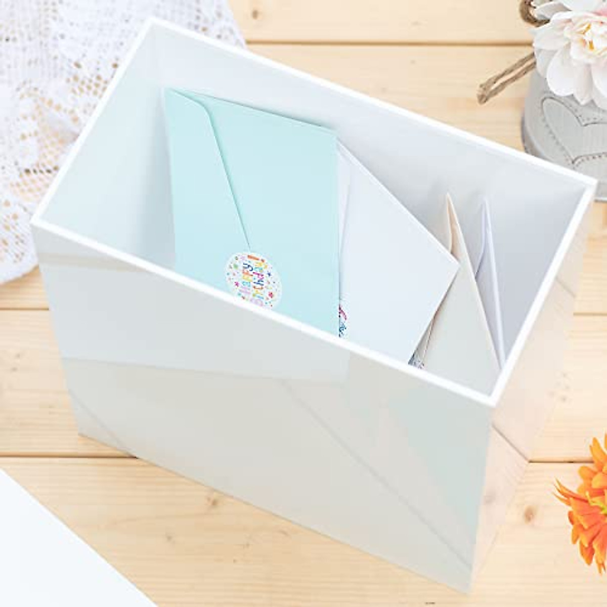 UNIQOOO White Acrylic Card Box w/Slot, Thick DIY Wedding Box Blank No Print, Large 10x10x5.5 in, for Reception Decoration Fundraiser Money Box Election Ballot Graduation Keepsake Party Favor