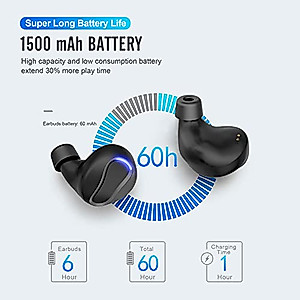 POPUNLYK 60 Hrs Play Time True Wireless Earbuds Bluetooth 5.0 Headphones Touch Control with Charging Case in Ear Headsets with Noise Cancelling Mic for Small Ears Compatible with All Cell Phones
