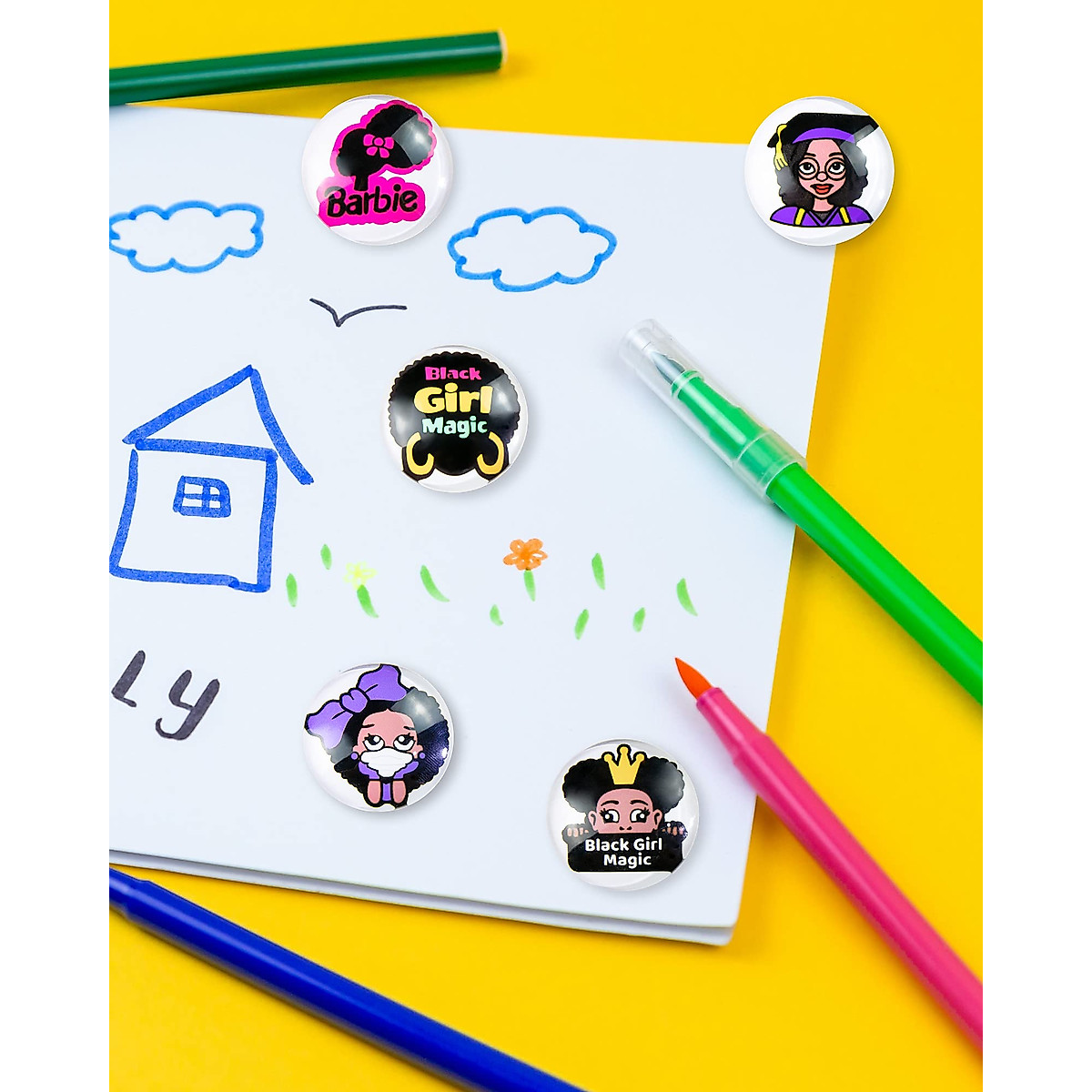 12 Pack Black Girl Magic Refrigerator Magnets-Funny Refrigerator Magnets-Whiteboard Decoration Magnet-Locker Magnets Cute Refrigerator Magnet, Kitchen Classroom and Office