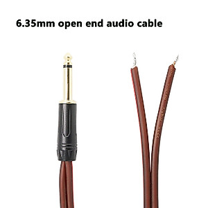 XMSJSIY 1/4 TS to Speaker Bare Wire,Audio Cable to 6.35mm Male Mono Adapter Replacement Open End Gold-Plated OFC HiFi TS Speaker Cord Amplifier Patch Cable for DJ Application,DIY -2M