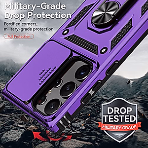 ONOLA Case with Kickstand and Slide Camera Cover [Military-Grade] Full Body Drop Tested Protective Cover for Samsung Galaxy S23 Ultra (2023) (Purple)
