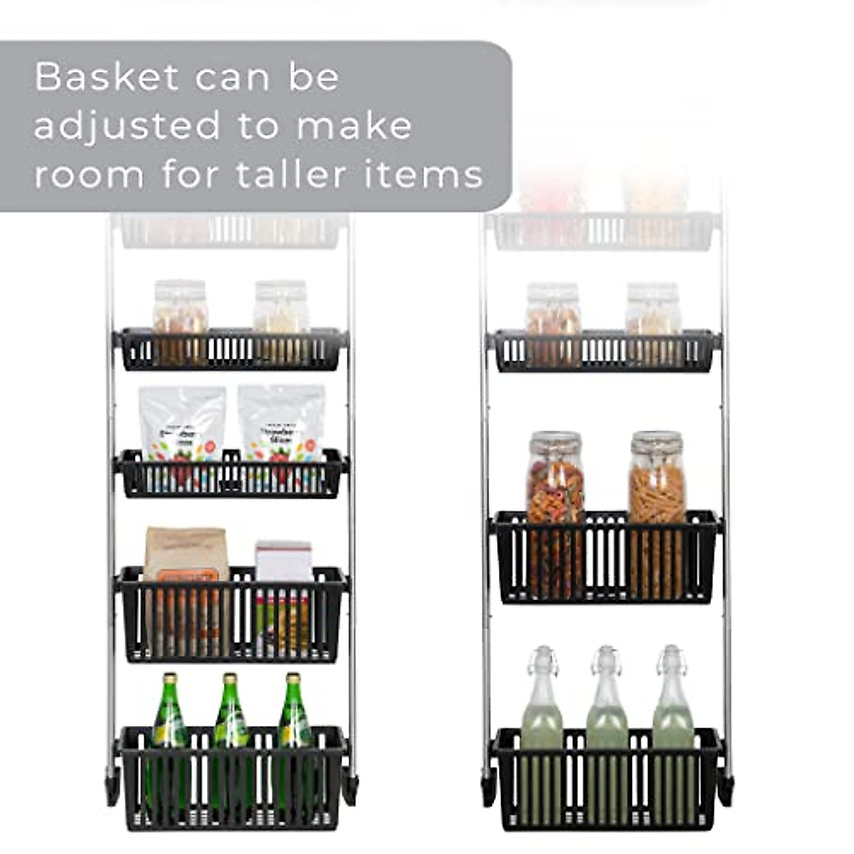 Smart Design Over-the-Door Organizer for Storage – Perfect for Pantry Organization, Bedroom, Bathroom Storage, Playroom, or Kitchen - Adjustable Steel Frame with 8 Baskets & Wall Mount – Black