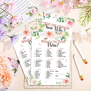 220 Pcs Floral Bridal Shower Game Set for 40 Guests Wedding Games Cards and Pencils Floral Bridal Game Supplies 5 Activity Accessories Gifts for Bride Groom Bachelorette Party Wedding Party Favors