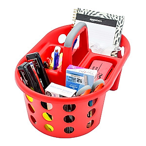 SIMPLYKLEEN Shower Caddy with Handle 2-Pack Plastic Bathroom Storage Organizer, Red Made in the USA