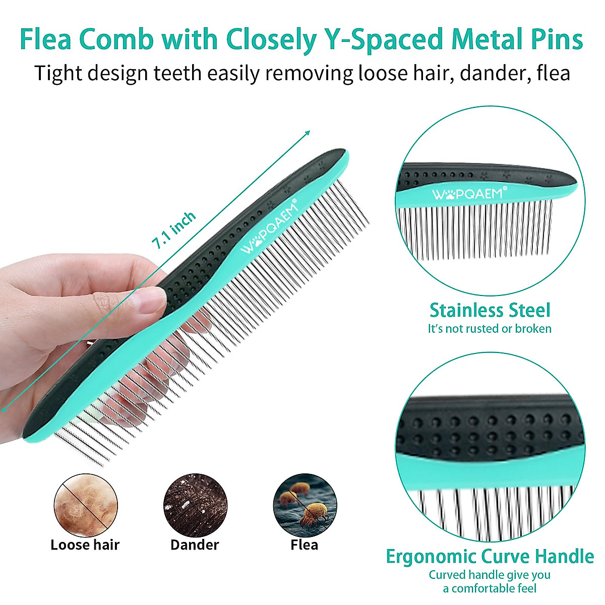WOPQAEM Dog Brush Kit for Grooming Short & Long Haired Dogs & Cats, 5 in 1 Pet Grooming Set for Small Animals, 5 PCS Puppy Self-Cleaning Slicker Brush and Pet Comb for Shedding Medium & Large Dogs