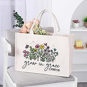 LEADO Canvas Tote Bag, Large Tote Bag, Reusable Shopping Tote Bag - Christian Gifts for Women, Faith Gifts, Religious, Inspiration Gifts for Women, Birthday Gifts for Her, Female Friends, Mom