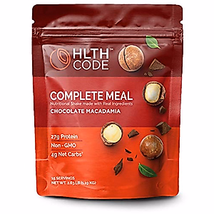 HLTH Code Complete Meal Replacement Powder | High Protein | Chocolate Macadamia Flavor | 15 Servings