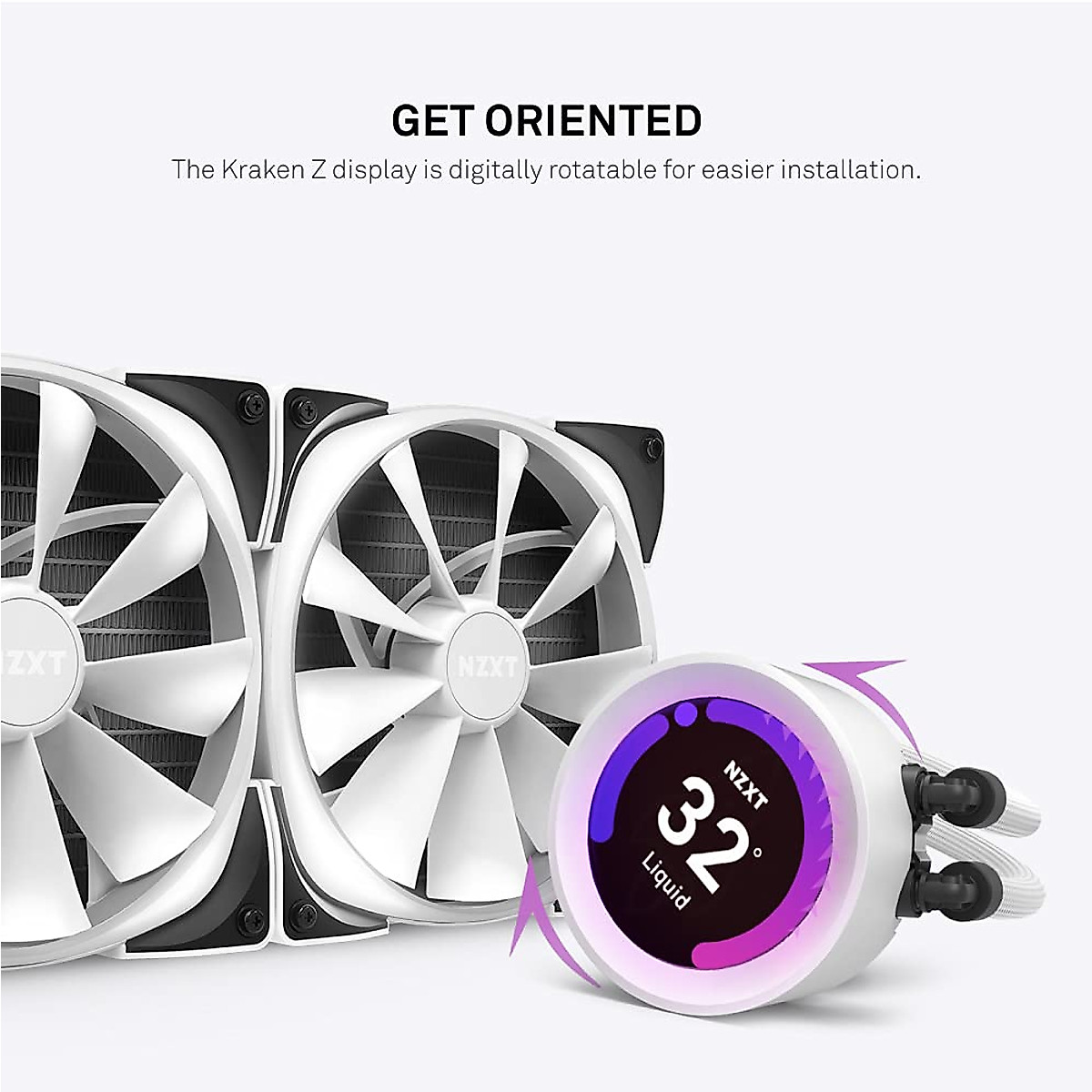 NZXT Kraken Z73 RGB 360mm - RL-KRZ73-R1 - AIO RGB CPU Liquid Cooler - Customizable LCD Display - Improved Pump - Powered by CAM V4 - RGB Connector - Aer RGB 2 120mm Radiator Fans (3 Included) Black