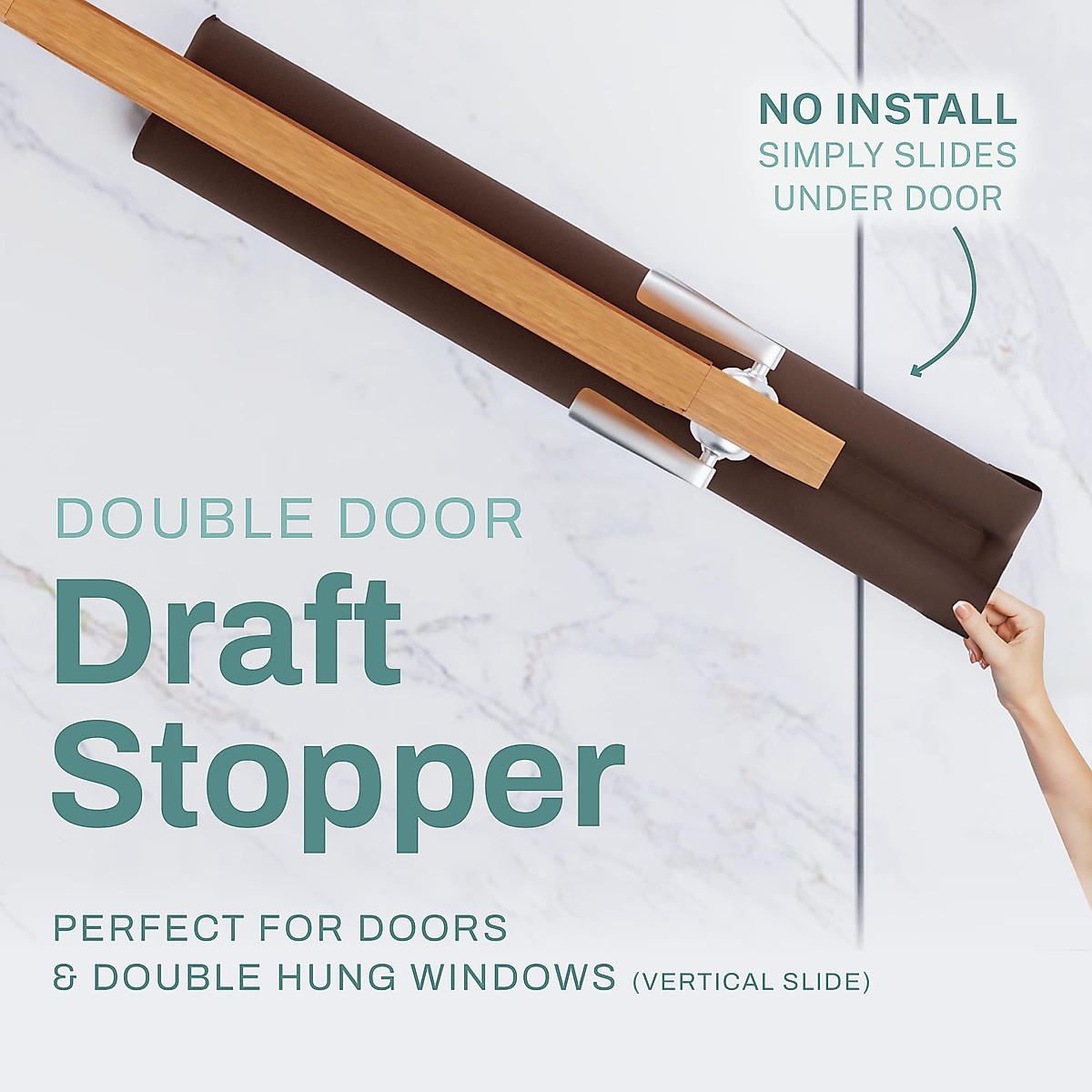 Home Intuition 36 inch Twin Door Draft Stopper for Bottom of Doors Weather Stripping, Brown, 2 Pack