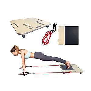 FITIS Home Pilates Reformer Edit - Portable Reformer Alternative for Full Pilates Workouts and Exercises at Home with Resistance Bands (Wood)