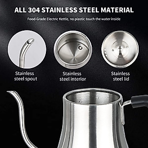 Sparkfire Gooseneck Electric Kettle, Pour Over Kettle for Coffee Tea Brewing, Electric Kettle with 6 Temp Presets, Full Stainless Steel Inner, Automatic Shut Off, Temperature Holding, 1000 Watt, 0.8L