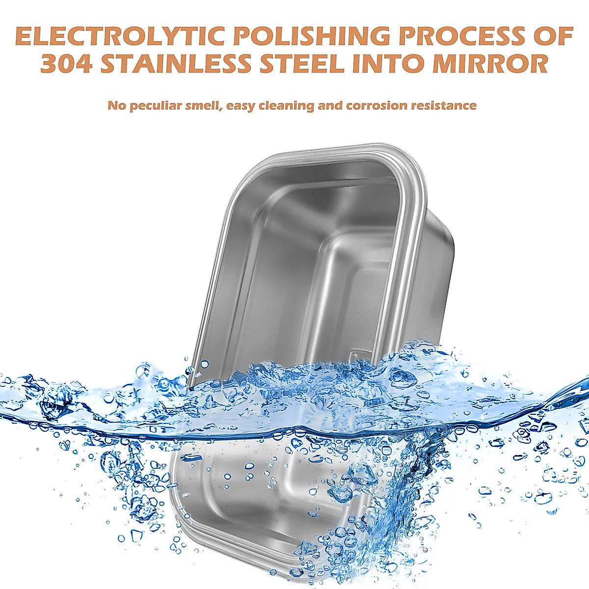 SCHBIT 2pcs Stainless Steel Food Containers 304 Stainless Steel Fruit Food Storage Box Metal Storage Container Set Stainless Steel Baking Pan for Oven Dishwsher Freezer,Safe Stackable 1000/2600ml