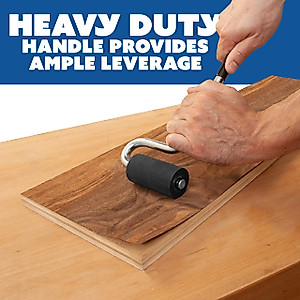 Fulton Long Handle J Roller with Thick Rubber Roller 1-1/2” in Diameter by 2-7/8” Wide For Veneers Laminate Wall Coverings and Edge Banding for Maximum Pressure Adhesion