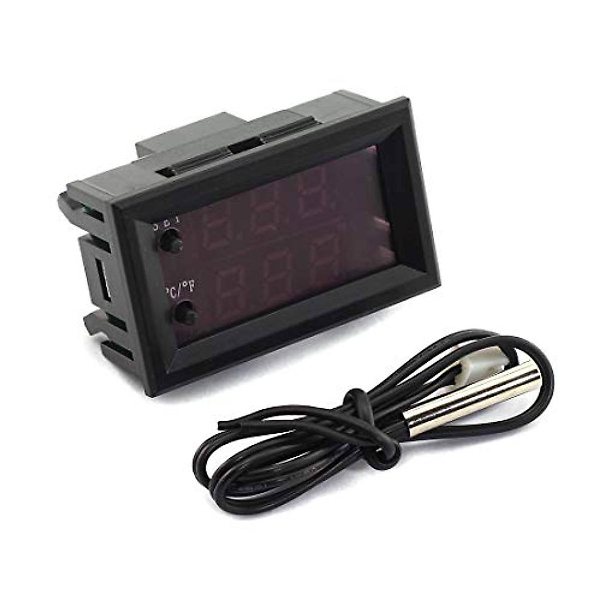 DZS Elec Temperature Controller -50 to 110 Celsius (-58 to 230 F) DC 12V Programmable Heating/Cooling Thermostat Control Switch Module NTC Waterproof Sensor Probe Dual Color LED Display Monitor