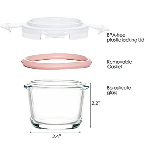 YARYOUNG 24 Pack 4oz MINI Glass Food Storage Containers, Small Glass Containers with Airtight Locking Lids, Glass Food Jars for Condiments, Canning, Snacks, Jams, Food, Dishwasher Safe, Round