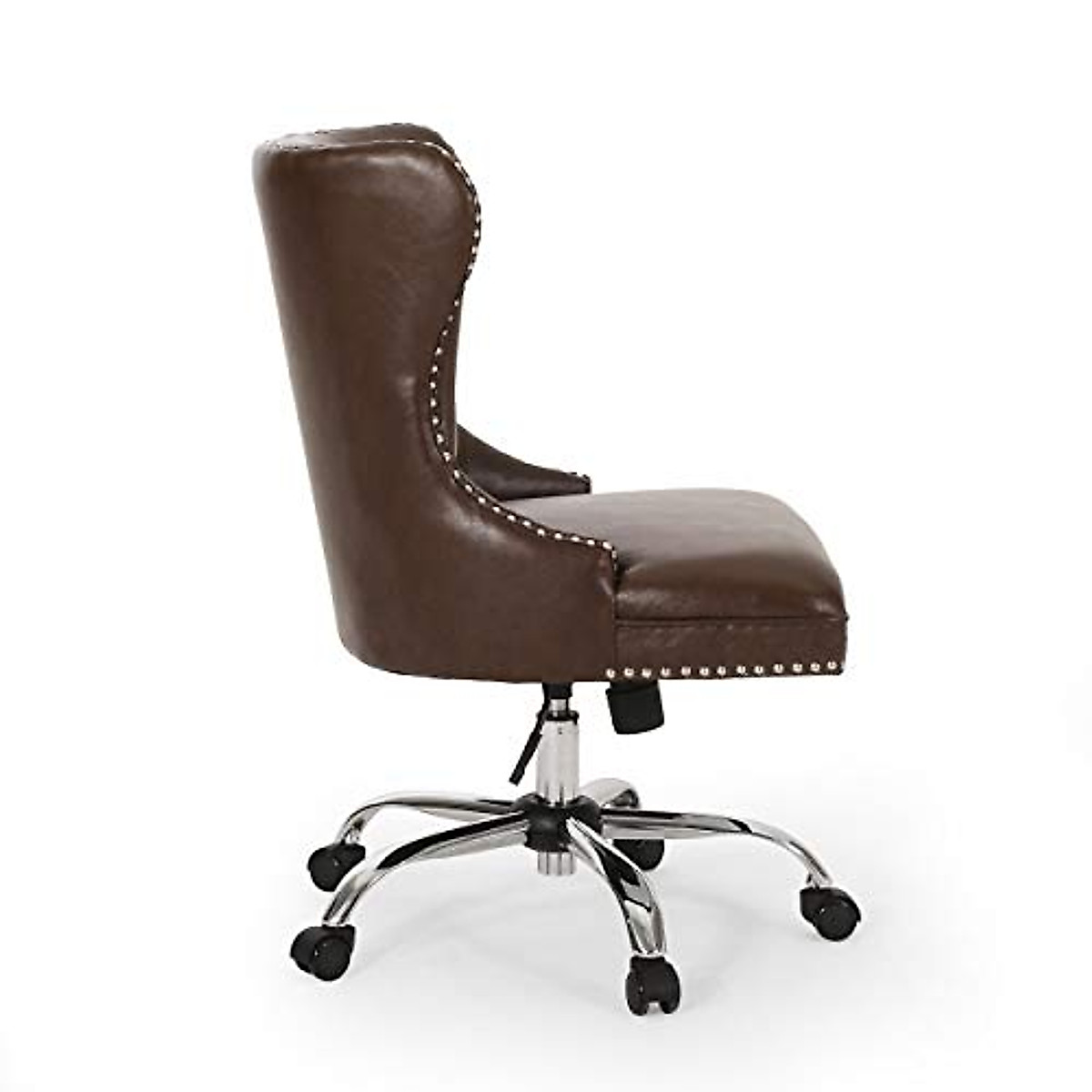 Christopher Knight Home Keith Contemporary Tufted Swivel Office Chair, Dark Brown + Chrome