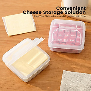 YAFIYGI Sliced Cheese Container for Fridge Clear Plastic Flip Lid Cheese Slice Storage Box Refrigerator Organizer for Food Grated Cheese Singles Convenient Holder Keeps Cheese Fresh Longer