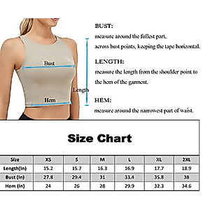 Women's High Neck Crop Top Sleeveless Racer Back Basic Workout Tank Tops Shirt White XL