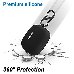 Geiomoo Silicone Carrying Case Compatible with JBL Tune 230NC TWS, Portable Scratch Shock Resistant Cover with Carabiner (Black)