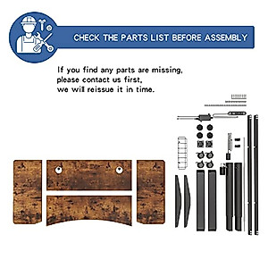 bilbil 55 x 30 Inches Curved Electric Standing Desk, Height Adjustable Sit to Stand Desk Home Office Desks with 4 Splice Boards, Casters with Brake, Rustic Brown