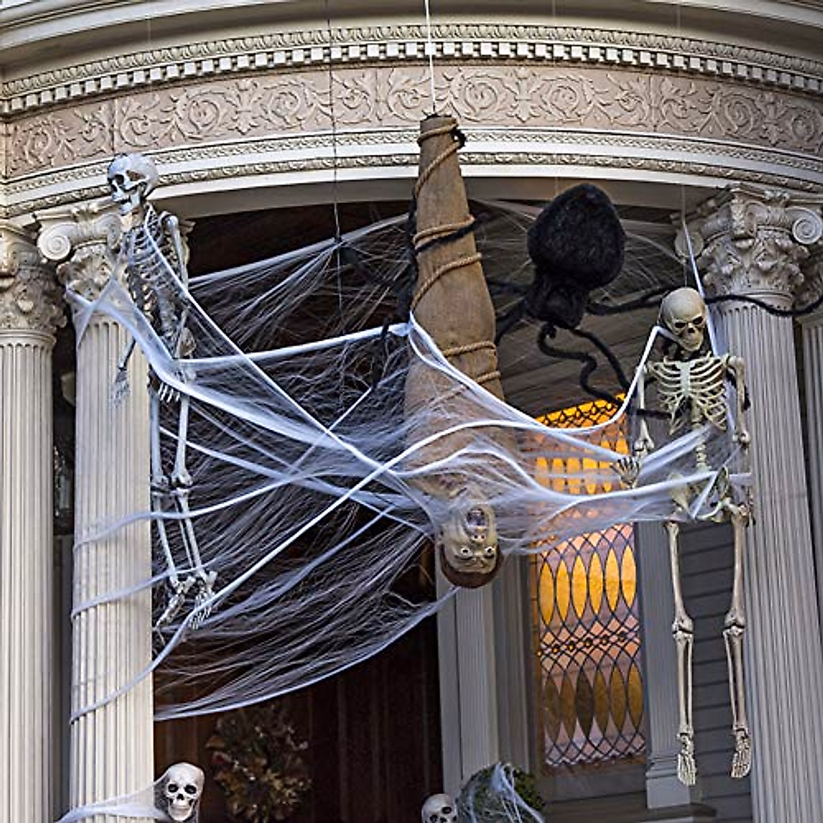 Hifunwu 1500 sqft Spider Webs Halloween Decorations Super Stretch Fake Web Cobwebs with 50 Fake Spiders for Indoor Outdoor Halloween Decoration Supplies