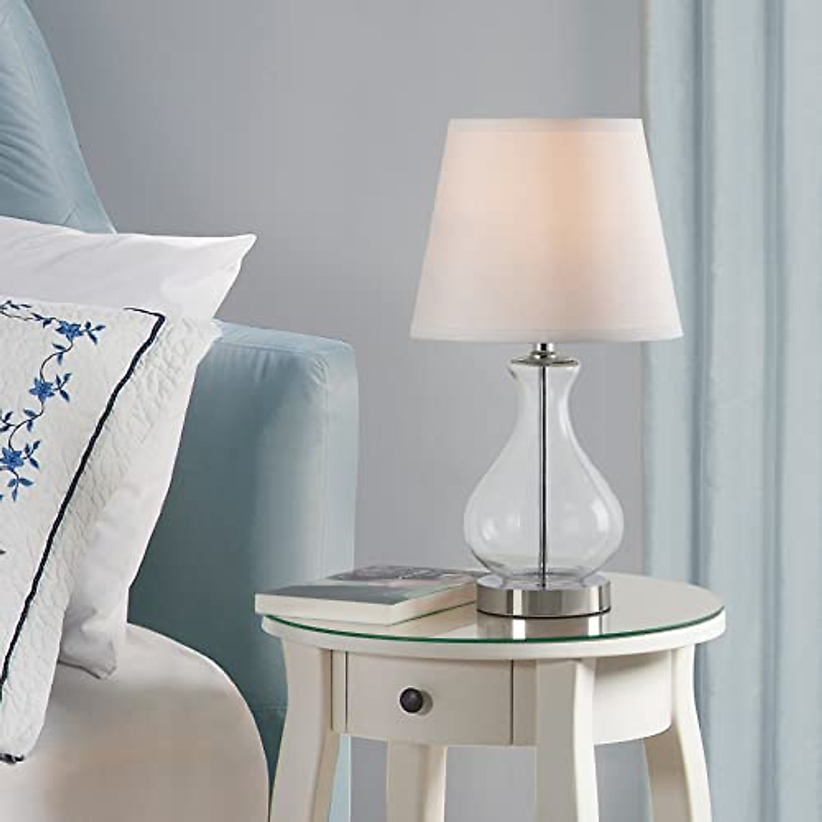 Catalina 19896-001 Transitional Teardrop Clear Glass Table Lamp, 18, White