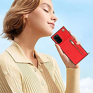 Jaorty Samsung Galaxy S 20 FE 5G Phone Case with Card Holder for Women,Samsung Galaxy S20 FE 5G Crossbody Case Wallet with Strap Lanyard with Kickstand,Credit Card Slots PU Leather Cases,6.5",Red