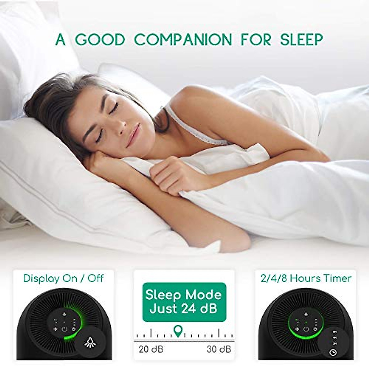 Afloia Air Purifiers for Home Large Room Up to 880 Ft² Fillo Black, Efficient Filter Air Cleaner for Home with Original Replacement Filter