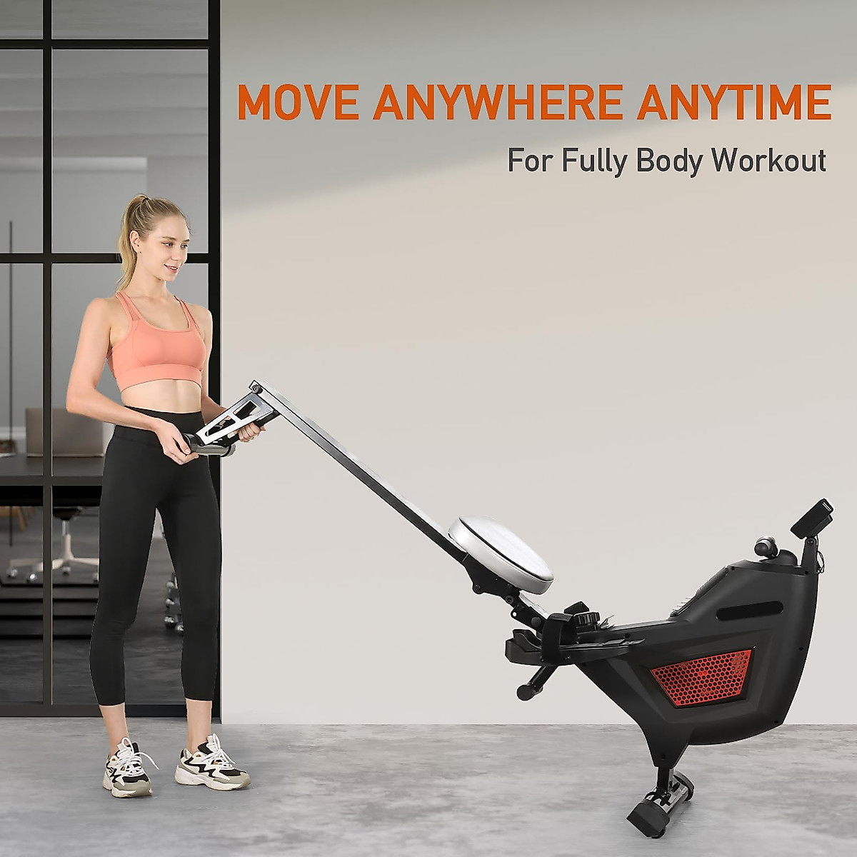 Rowing Machine Folding Magnetic Air Rowing Machines, Indoor Rower Machine for Home Use, 8 Levels Quiet Magnetic & Air Dual Resistance Foldable Rower for Exercise Gyms Training, 250 LBS Max Weight