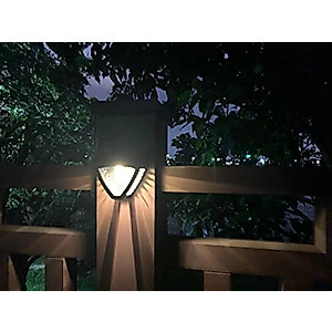 4PACK Solar Garden Fence Light Outdoor 2 Modes Wall Lights Solar Deck Light Sensor Two Sides Path Lighting Dimmable Dawn Auto-Off On Off for Home, Railing, Fence, Yard, Driveway, Path Decor