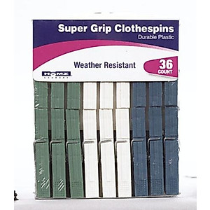 Homz 1220232 Heavy Duty Plastic Clothespins 24 Count Heavy Duty Plastic Clothespins 24 Count, Navy / Green / White