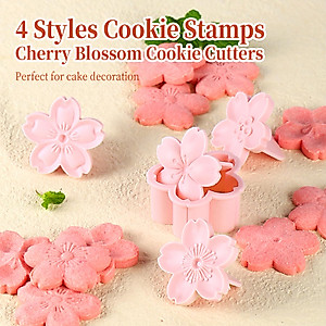KALAIEN 6PCS Cherry Blossom Cookie Cutters Mold Sakura Cookie Stamps for Biscuit Pastry Accessories