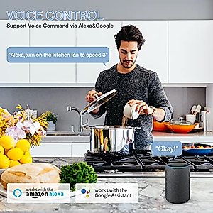 Ceiling Fan with Lights Remote Control,Dimmable Fan Lighting, 20'' Enclosed Bladeless Fan, Semi Flush Mount,2.4GHz Wi-Fi Bluetooth & App Controlled Works with Alexa and Google Assistant (Matte White)