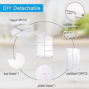 sanipoe 360 Diamond Rotating Makeup Organizer, Large Capacity Detachable Spinning Cosmetics Storage Shelf, Lazy Susan Organizer for Countertop and Bathroom, Clear