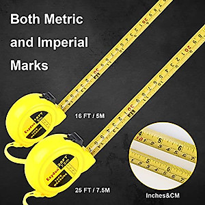 2 Packs Tape Measure 25 ft /16 ft, Esydon Measuring Tape Retractable, Self-Locking Tape Measurer, Easy Read Imperial/Metric Scale Measurement Tape for Designer, Decorator, & Handicraftsman