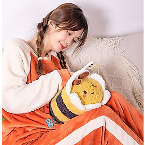 TONGMAN 12 inch Bee Plush Toy, Cute Bee Stuffed Plushie Pillow Doll, Soft bee Pillow Toy, Suitable for Boys and Girls Birthday Party