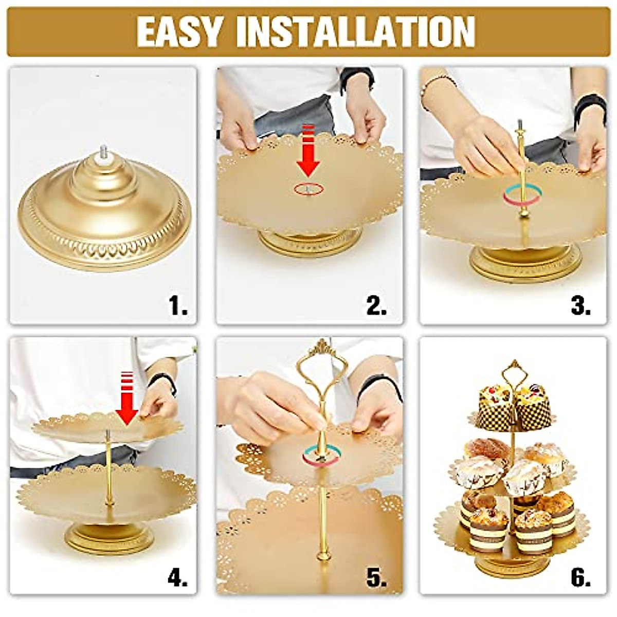 Gold Cake Stand Set Cupcake Holder for Dessert Cake Table Decor