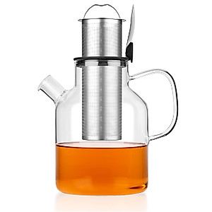 Tealyra - Large Glass Stove-top Kettle 74-ounce - Teapot - Heat Resistant Borosilicate - Pitcher - Carafe - For Tea Juice Water - Hot or Iced - 2200ml
