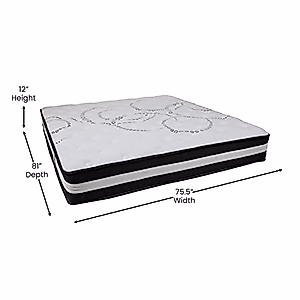 Flash Furniture Capri Comfortable Sleep 12" Hybrid Pocket Spring and Foam Mattress in a Box, Foam Pocket Spring Hybrid Mattress for Pressure Relief, King