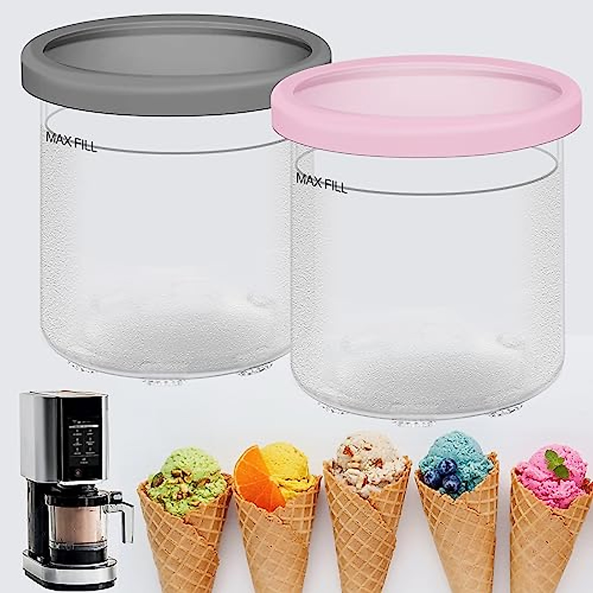 Ice Cream Pint Container and Lid,16oz Cups Compatible with NC301 NC300 NC299AMZ Series Ice Cream Maker,1 Pint Each,Replacement for Ninja Creami Pint,Dishwasher Safe & BPA-Free, 1 PCS Blue