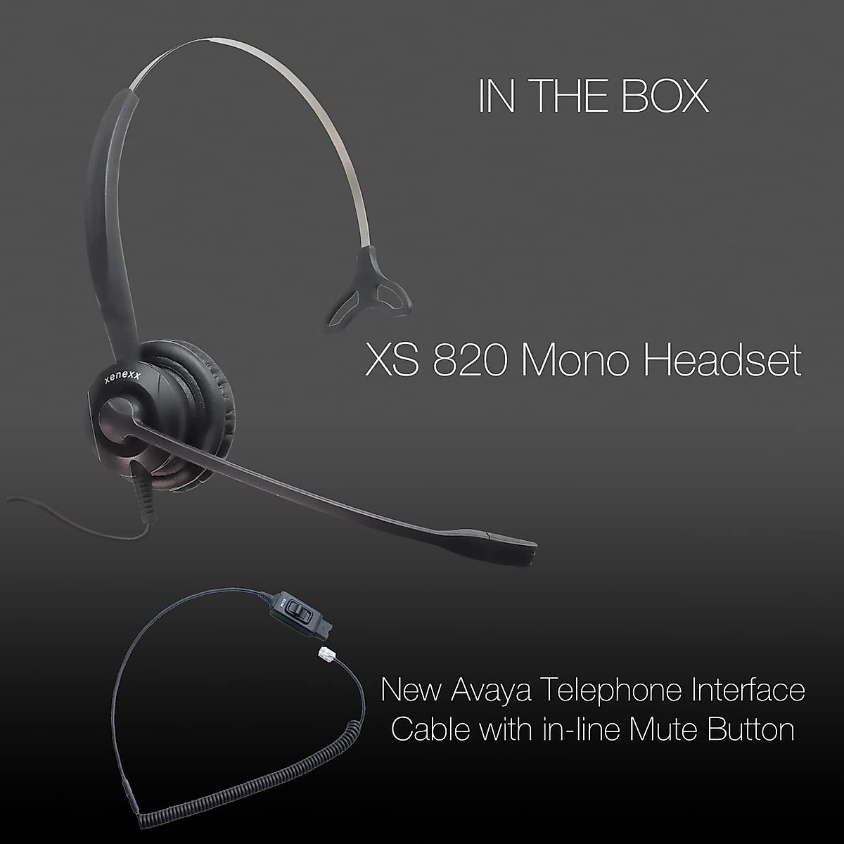 Avaya Compatible Headset XS 820 w/Mute - Avaya IP Phones: J139, J169, J179, 1608, 1616, 9601, 9608, 9610, 9611, 9611G, 9620, 9620C, 9620L, 9621, 9630, 9640, 9640G, 9641, 9650, 9650C, 9670