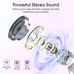 2024 Bluetooth 5.3 Headphones Wireless Earbuds HiFi Stereo, 40H Playtime in-Ear Earbud, Bluetooth Earbuds with LED Power Display, IP7 Waterproof Wireless Earphones Sport Headset for Android iOS