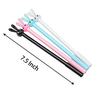 Fluent Writting Pen, 12 Pcs 0.5 mm Black Ink Rabbit Ear Shape Rolling Ball Cute Gel Ink Pen for Student and School Office Supplies (Rabbit Ear)