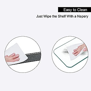 Ddtohan 15.7 Inches Glass Bathroom Shelf, Floating Shelves with Rail and Towel Bar, 2- Tier 8mm Thick Tempered Glass Wall Mounted Shower Storage for Bathroom, Office, Laundry Room