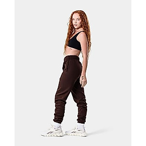 Kamo Fitness CozyTec High-Waisted Sweatpants for Women Baggy: Comfy Lounge Pants with Pockets Crafted from Soft Thick Fleece, Cuffed, Loose Fit, Tall Friendly Joggers for Fall (Java Brown, M)